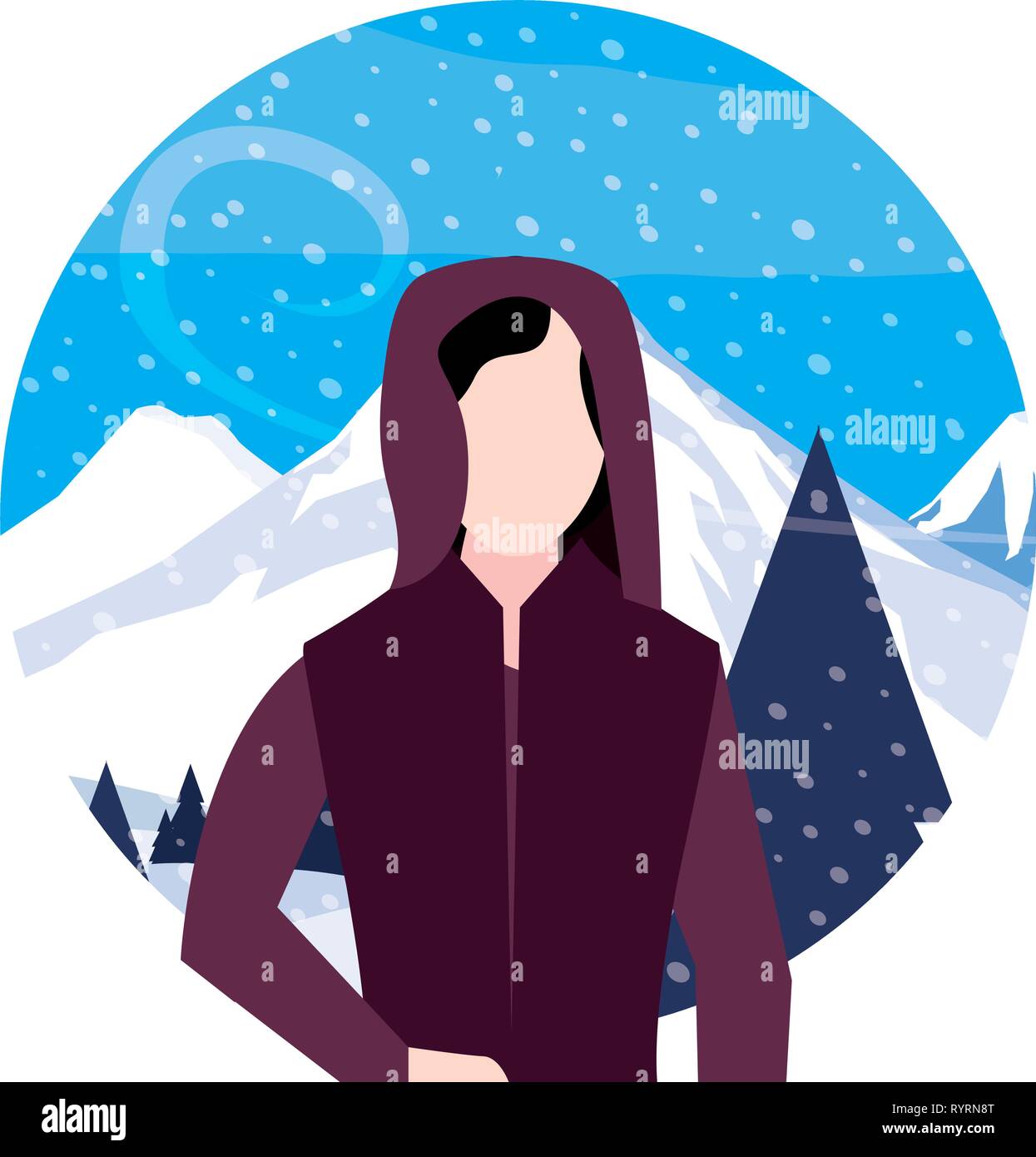 landscape nature with standing man vector illustration Stock Vector ...