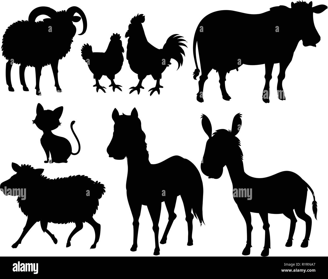 Set of silhouette animal illustration Stock Vector Image & Art - Alamy