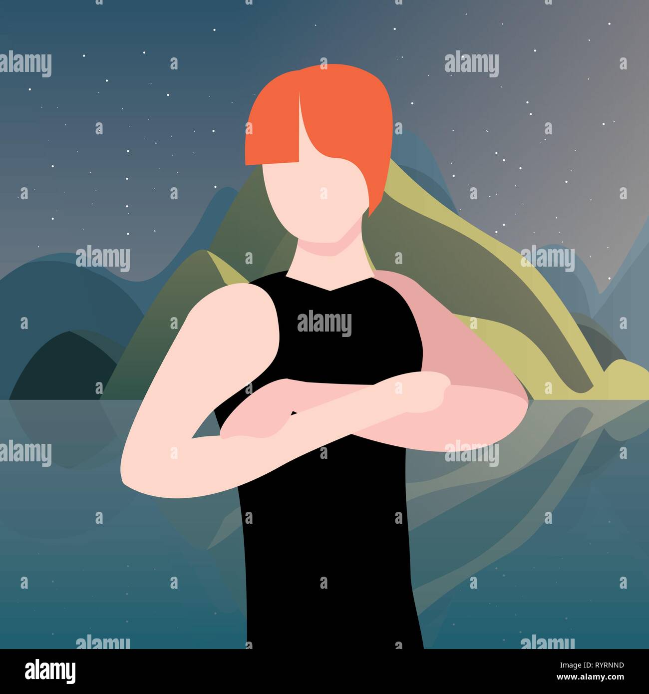 landscape nature with standing man vector illustration Stock Vector ...