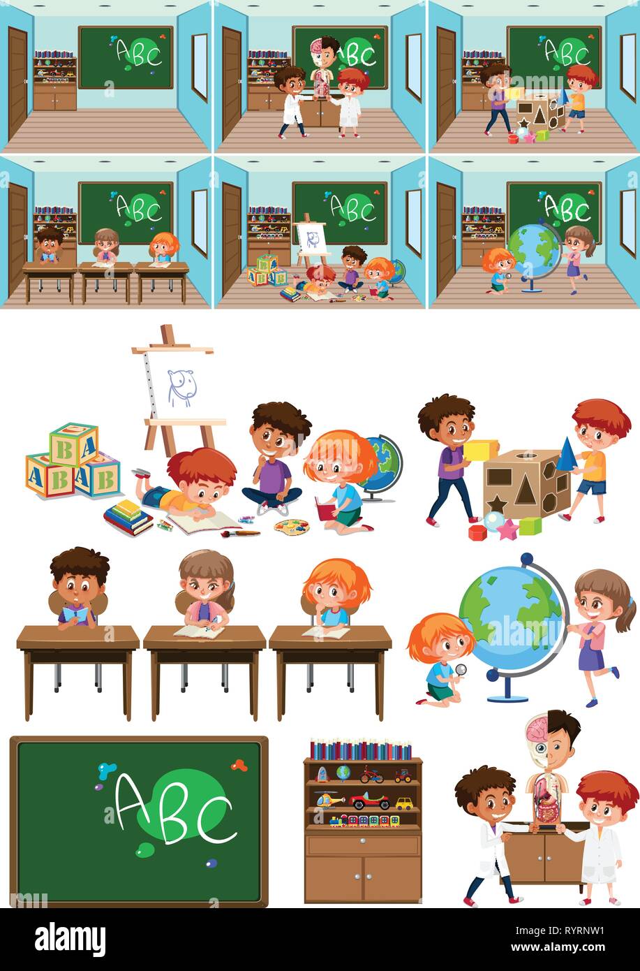 Classroom kids math Stock Vector Images - Alamy