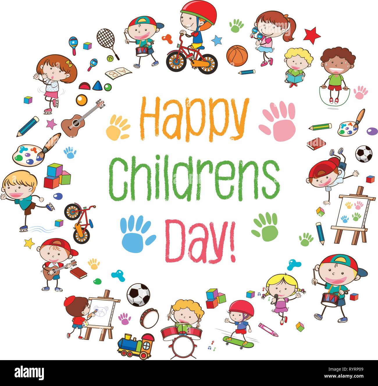 Group of children with banner illustration Stock Vector Image & Art - Alamy