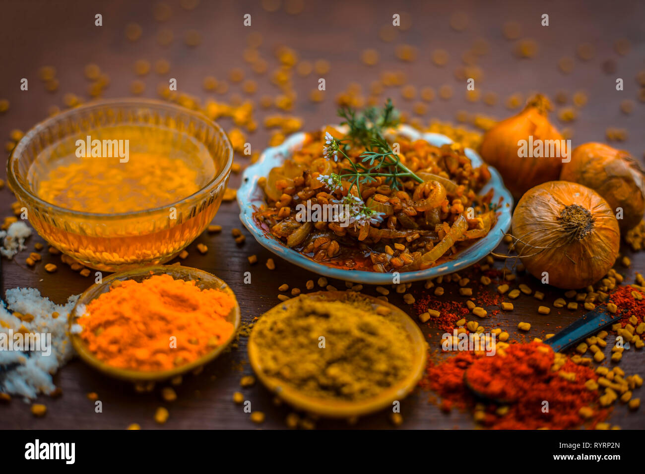 Popular Indian and Asian Methi nu shak made up of fenu greek seeds and ...