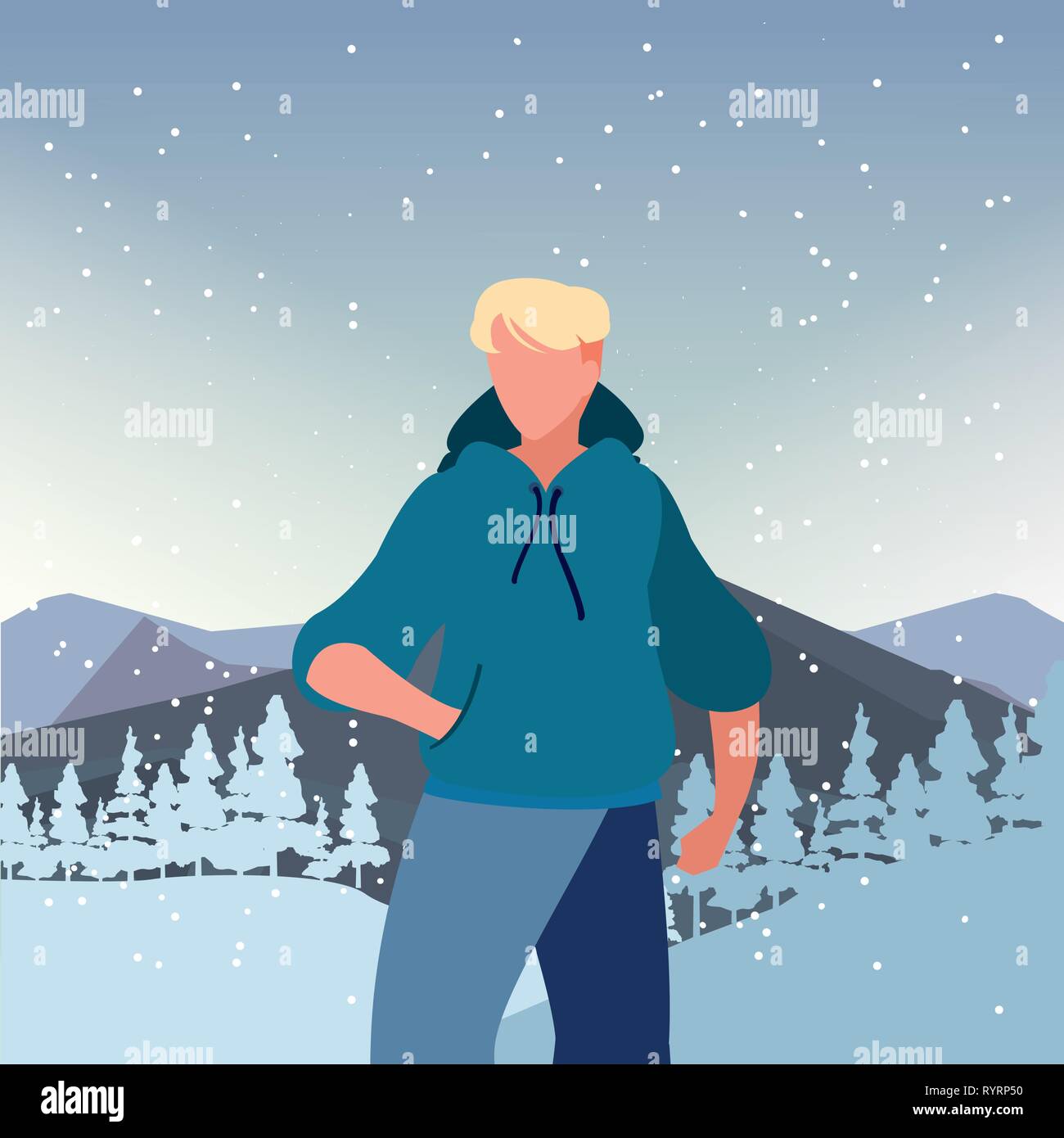 landscape nature with standing man vector illustration Stock Vector ...