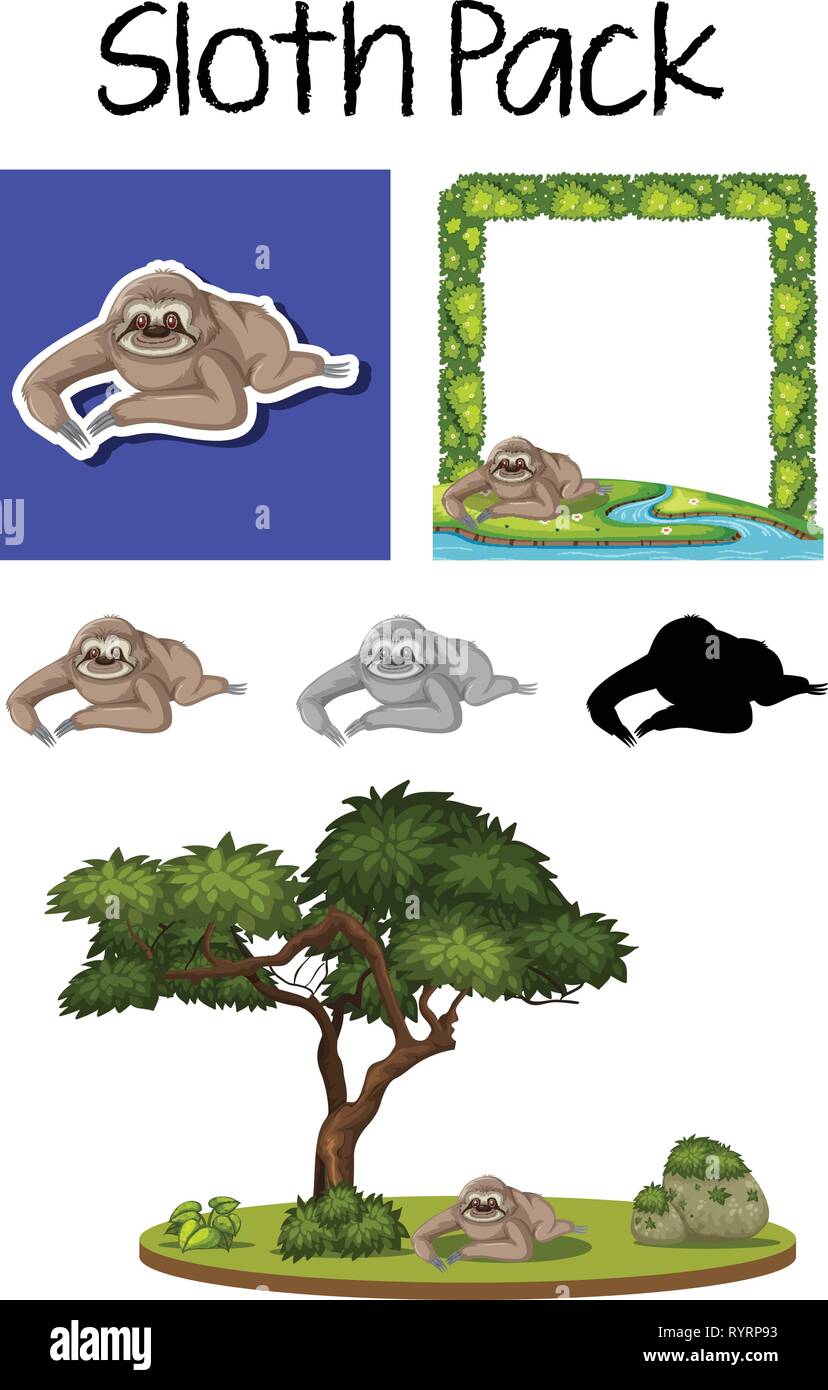 A pack of sloth illustration Stock Vector Image & Art - Alamy