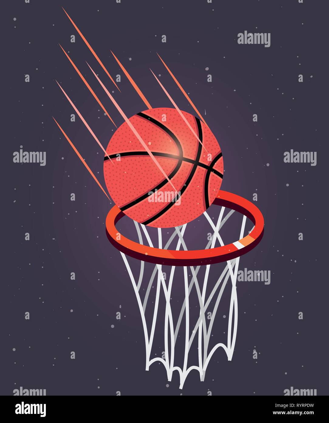 basketball sport ball flying basket vector illustration Stock Vector ...