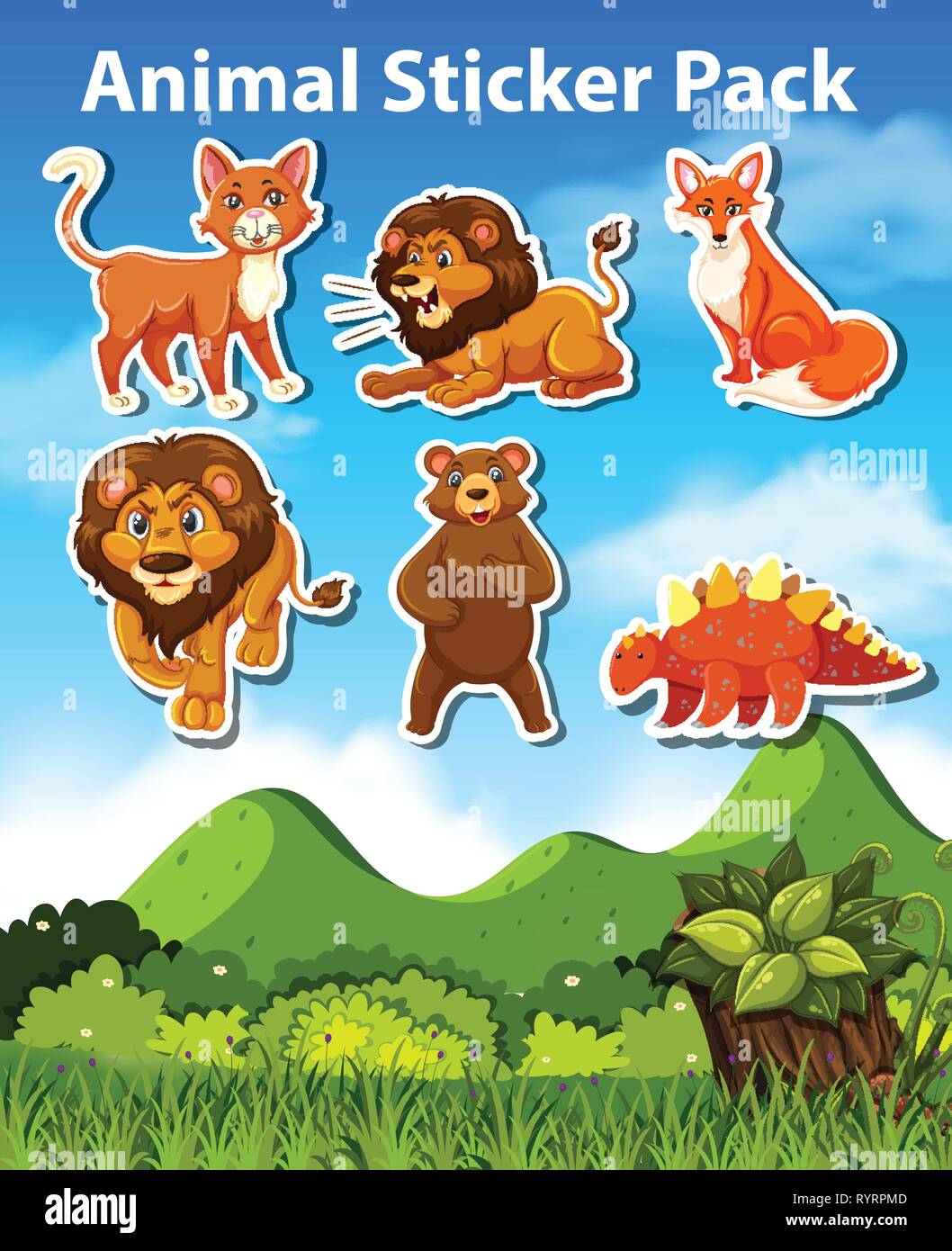 Set of animal sticker illustration Stock Vector Image & Art - Alamy