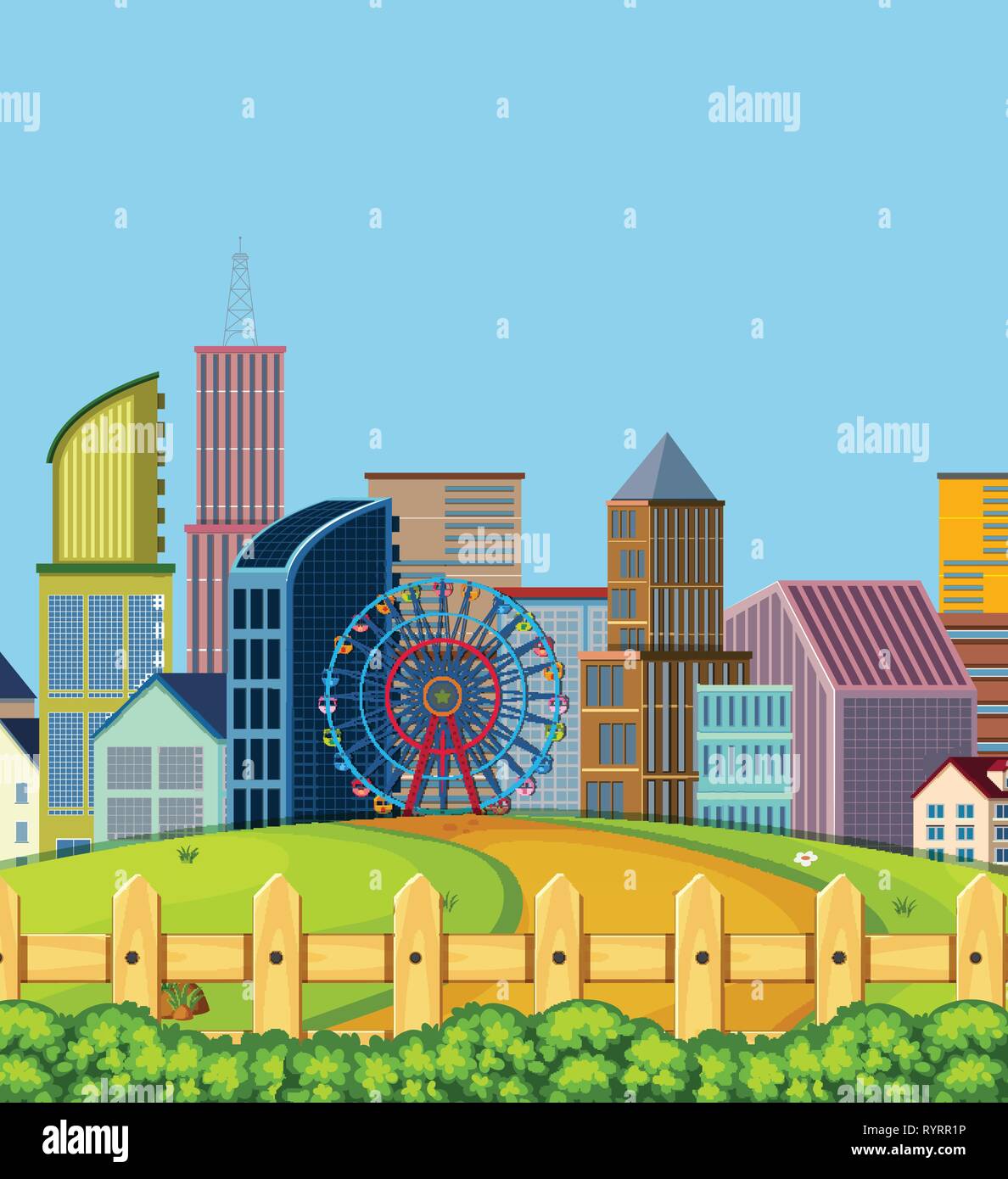 Urban landscape view ferris wheel Stock Vector Images - Alamy