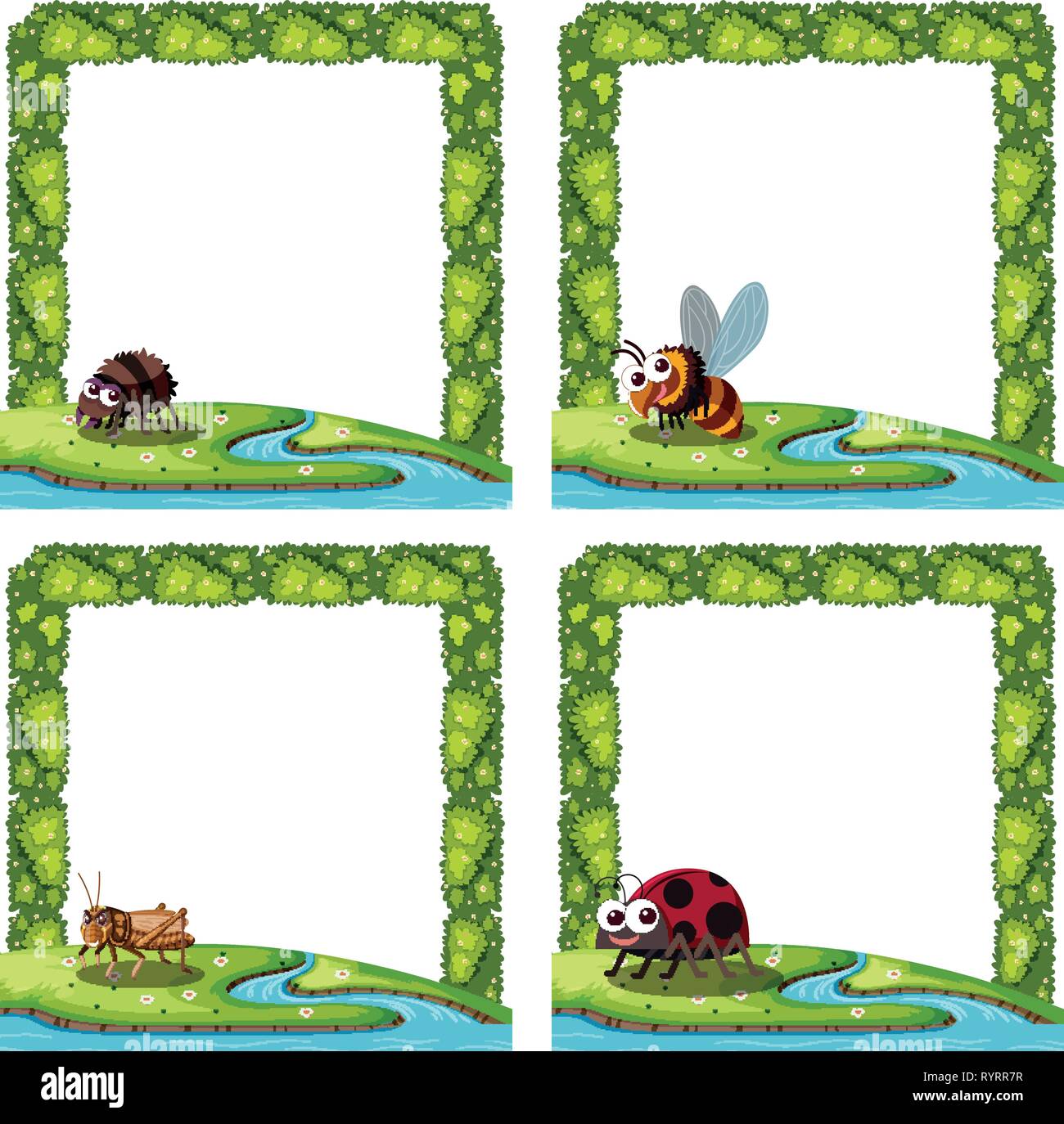 Set of insect in frame illustration Stock Vector Image & Art - Alamy
