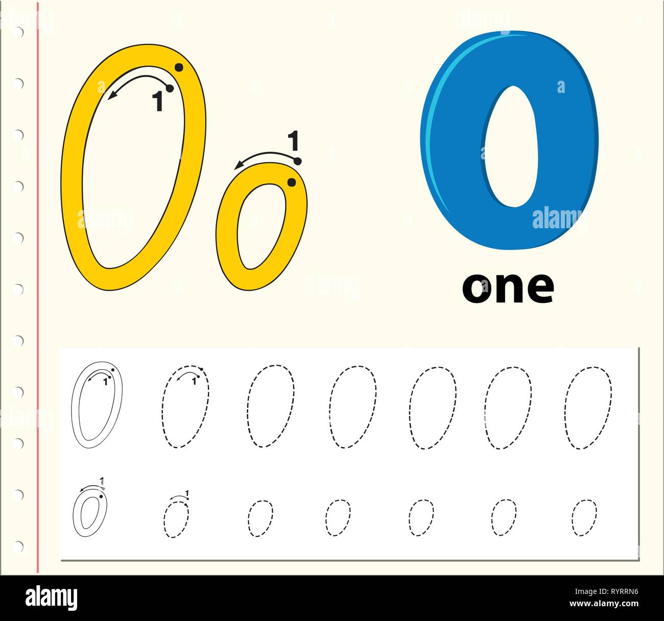 Letter O tracing alphabet worksheets illustration Stock Vector Image ...