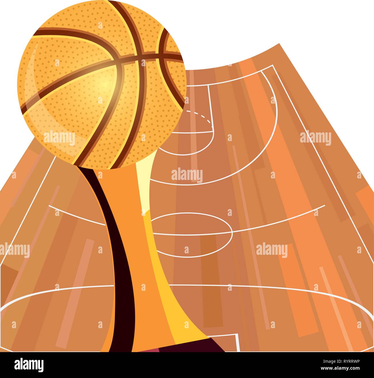 trophy ball basketball sport court floor vector illustration Stock ...