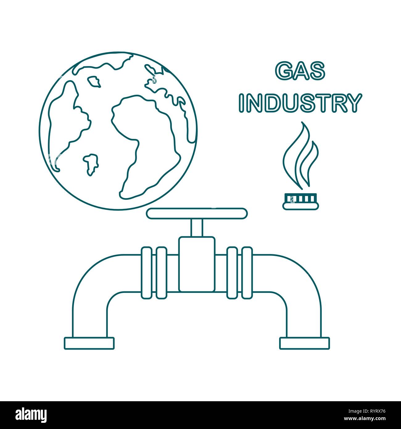 Vector illustration with equipment for gas production and earth. Gas ...