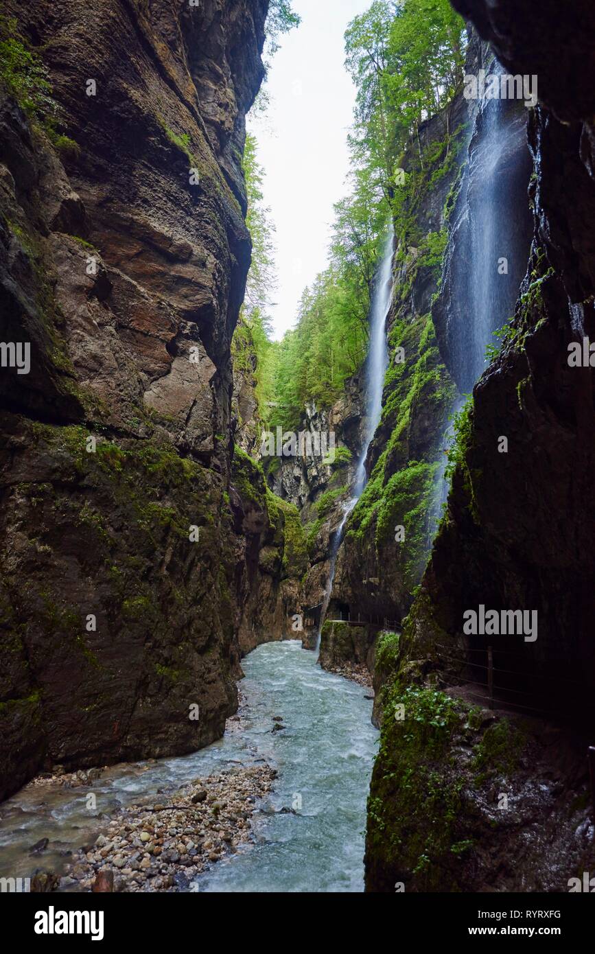 Waterfalls in the Partnach Gorge, Garmisch-Partenkirchen, Bavaria ...