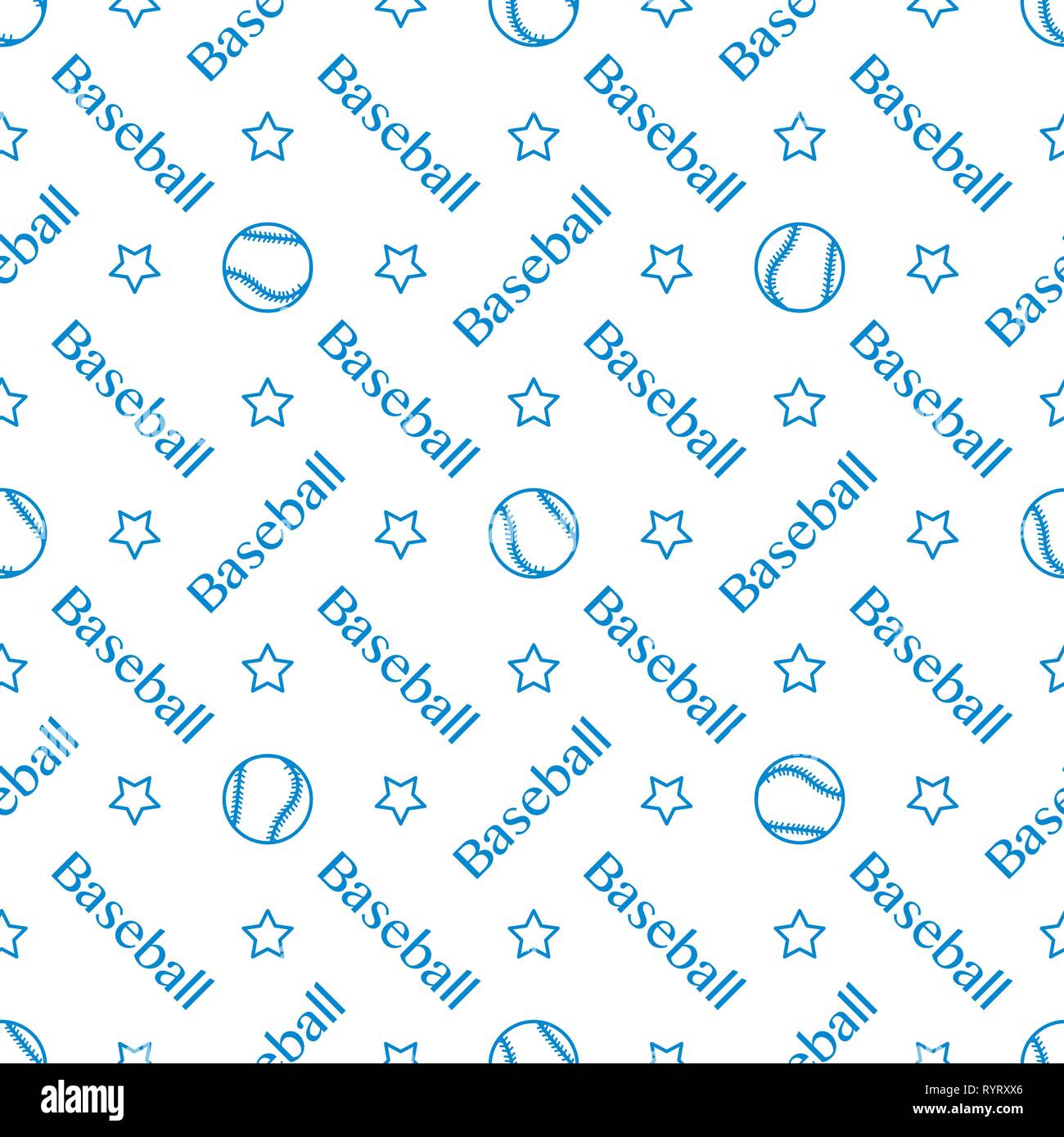 Vector seamless pattern with baseball balls and inscription baseball ...