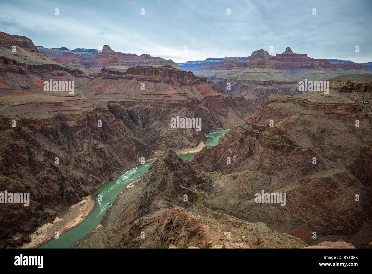 View from Plateau Point in the gorge of the Grand Canyon to the ...