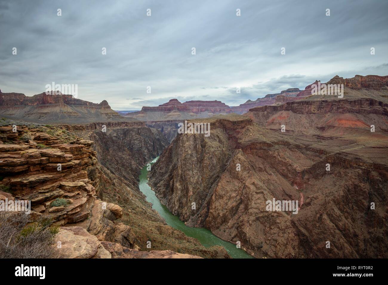 View from Plateau Point in the gorge of the Grand Canyon to the ...