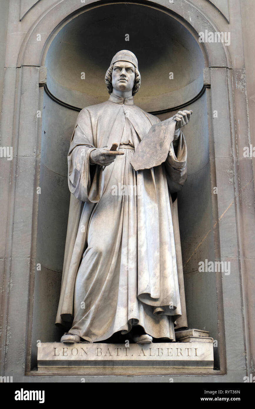 Leon Battista Alberti, statue in the Niches of the Uffizi Colonnade in ...