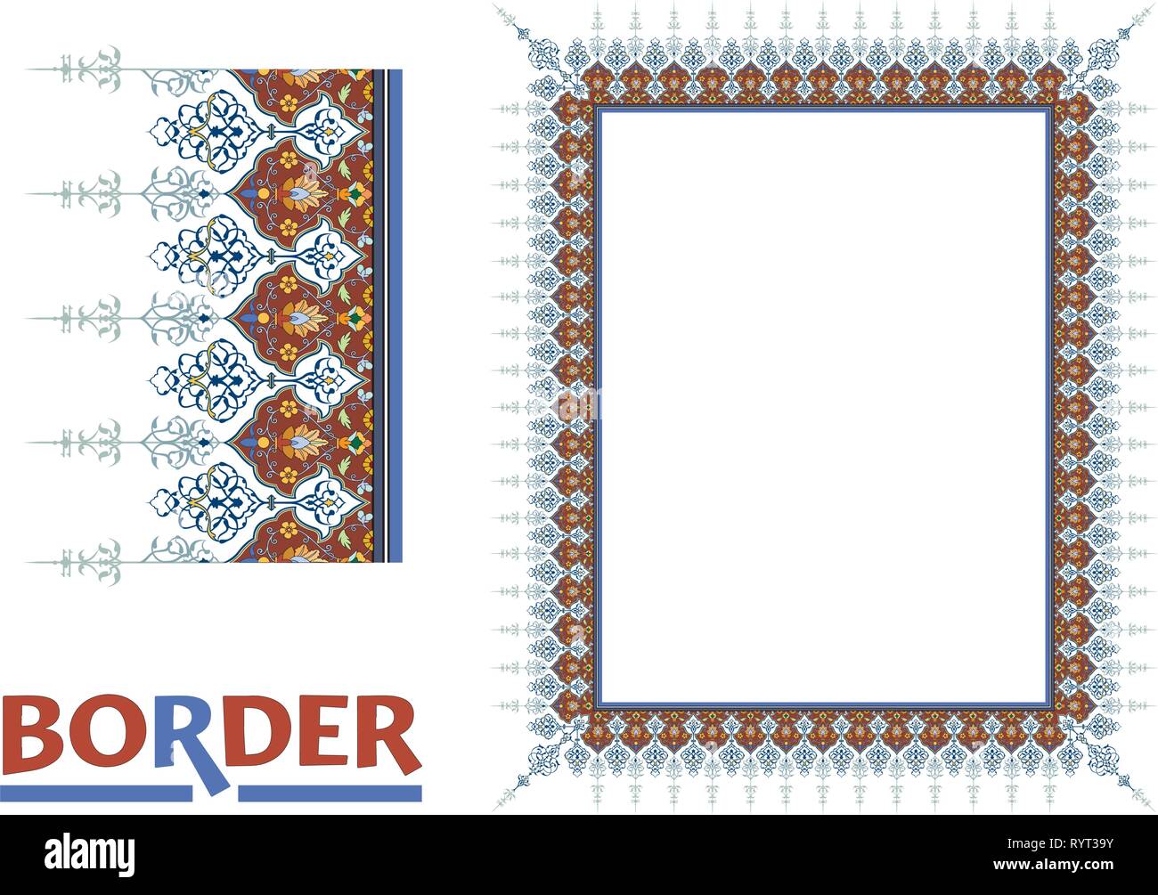arabesque Borders - Tiled frame in plant leaves and flowers Framework ...
