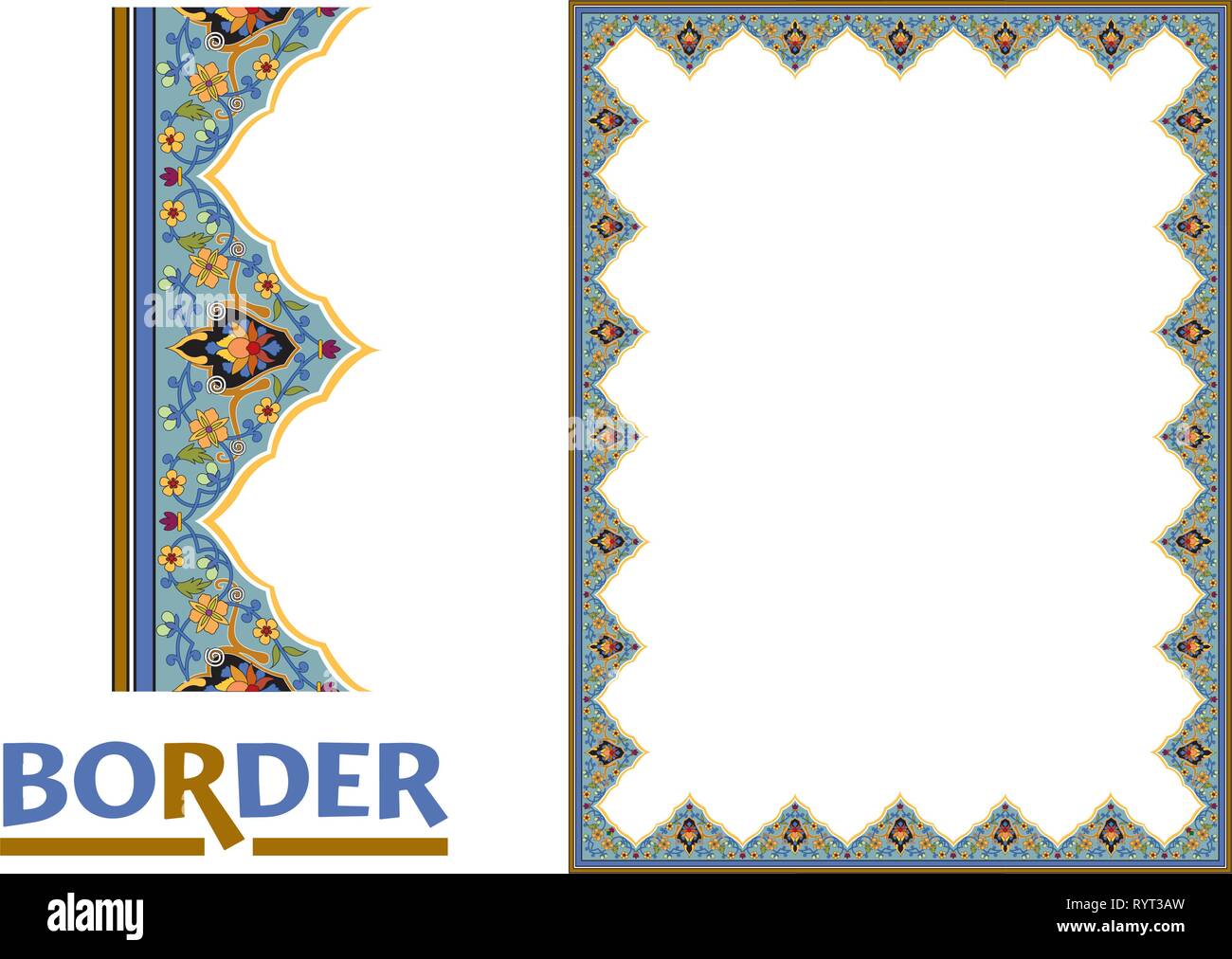 arabesque Borders - Tiled frame in plant leaves and flowers Framework ...