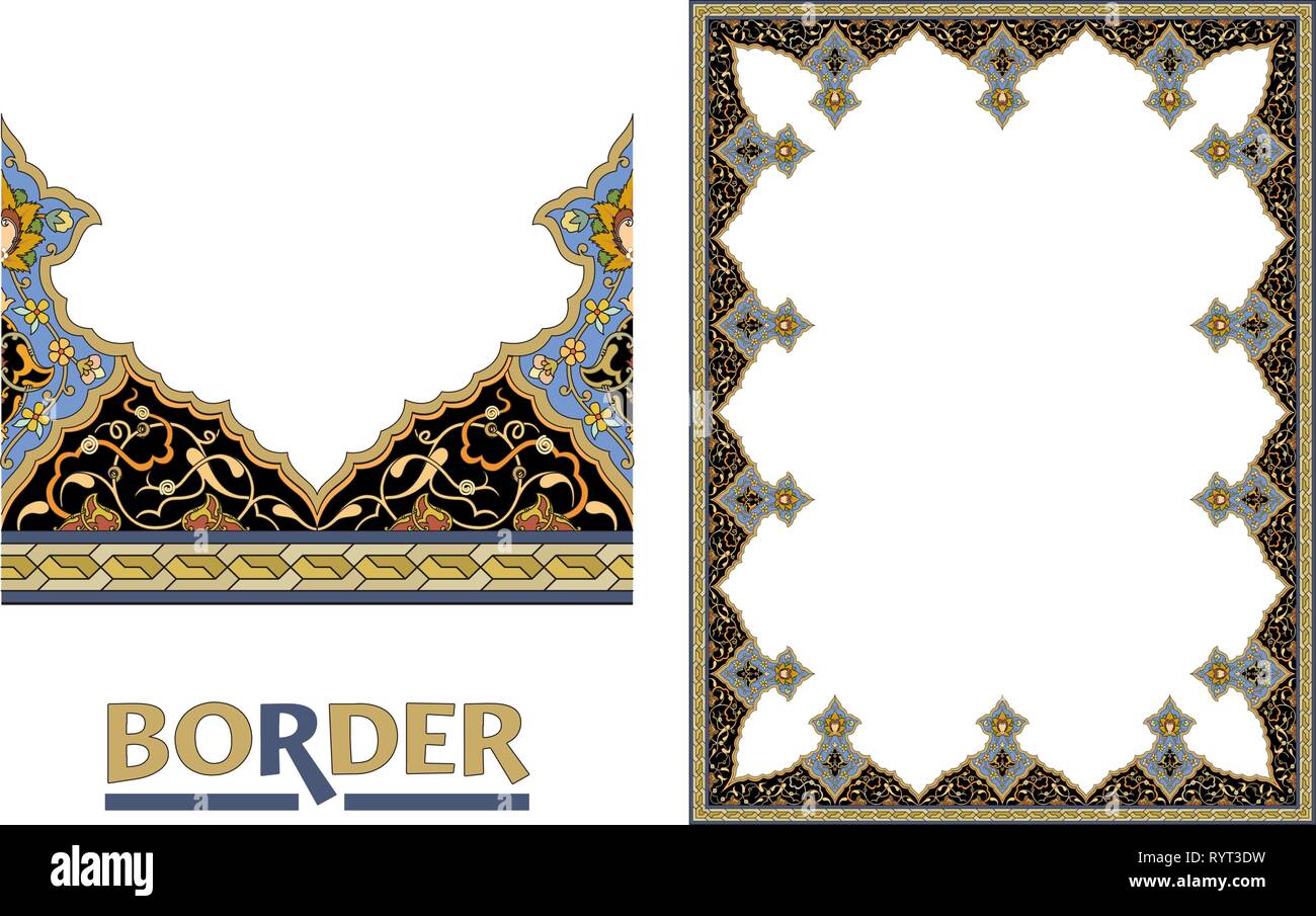 arabesque Borders - Tiled frame in plant leaves and flowers Framework ...