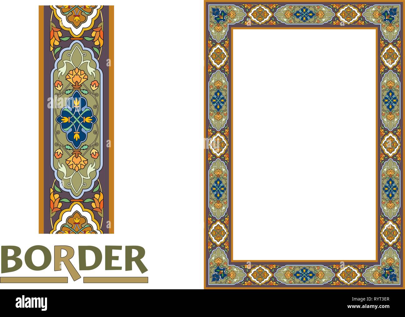 arabesque Borders - Tiled frame in plant leaves and flowers Framework ...