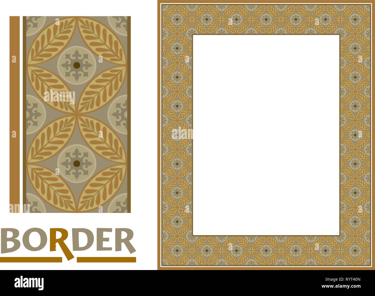 arabesque Borders - Tiled frame in plant leaves and flowers Framework ...