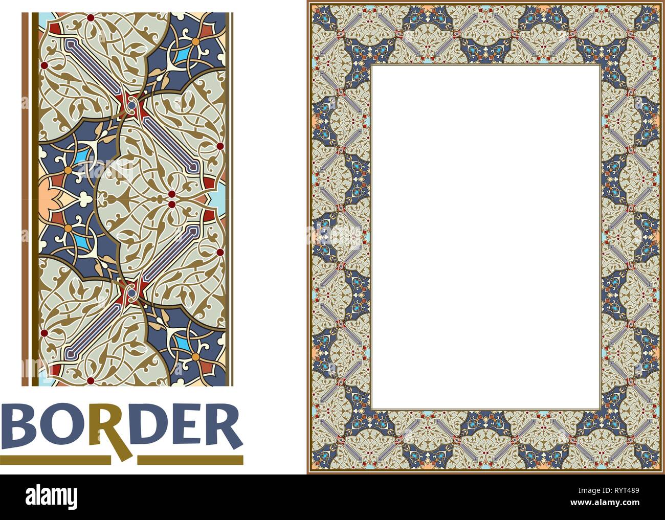 arabesque Borders - Tiled frame in plant leaves and flowers Framework ...