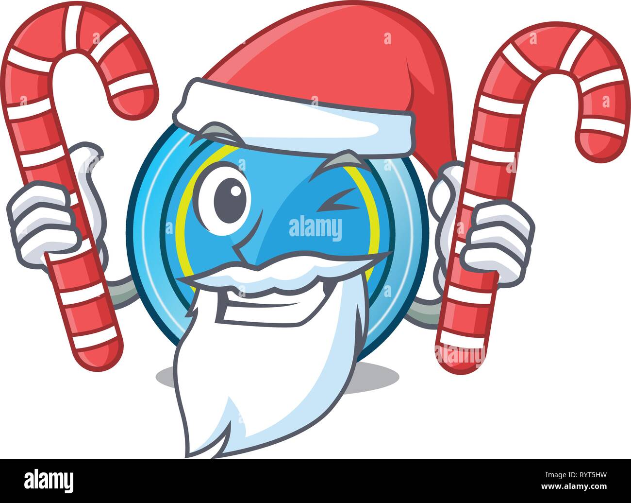 Santa with candy frisbee next a wooden cartoon table Stock Vector Image ...