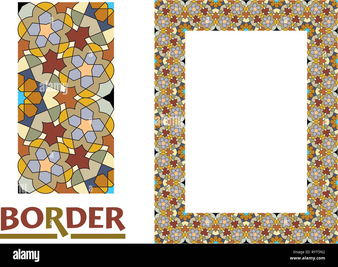 arabesque Borders - Tiled frame in plant leaves and flowers Framework ...