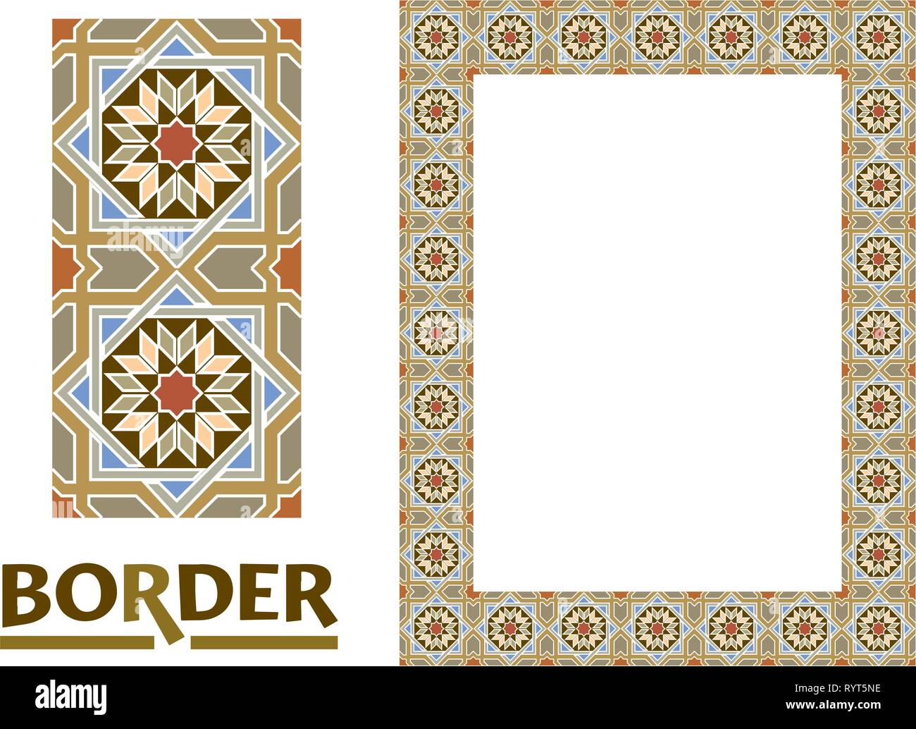 arabesque Borders - Tiled frame in plant leaves and flowers Framework ...