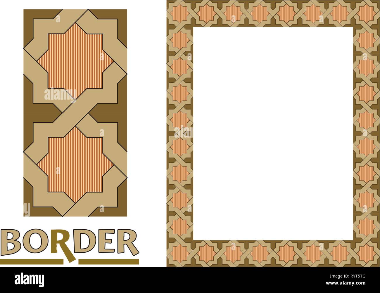 arabesque Borders - Tiled frame in plant leaves and flowers Framework ...