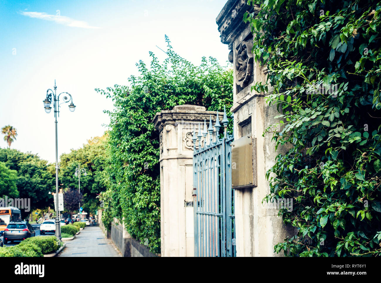 Old baroque fence with hedge in Catania, Sicily, Italy Stock Photo - Alamy