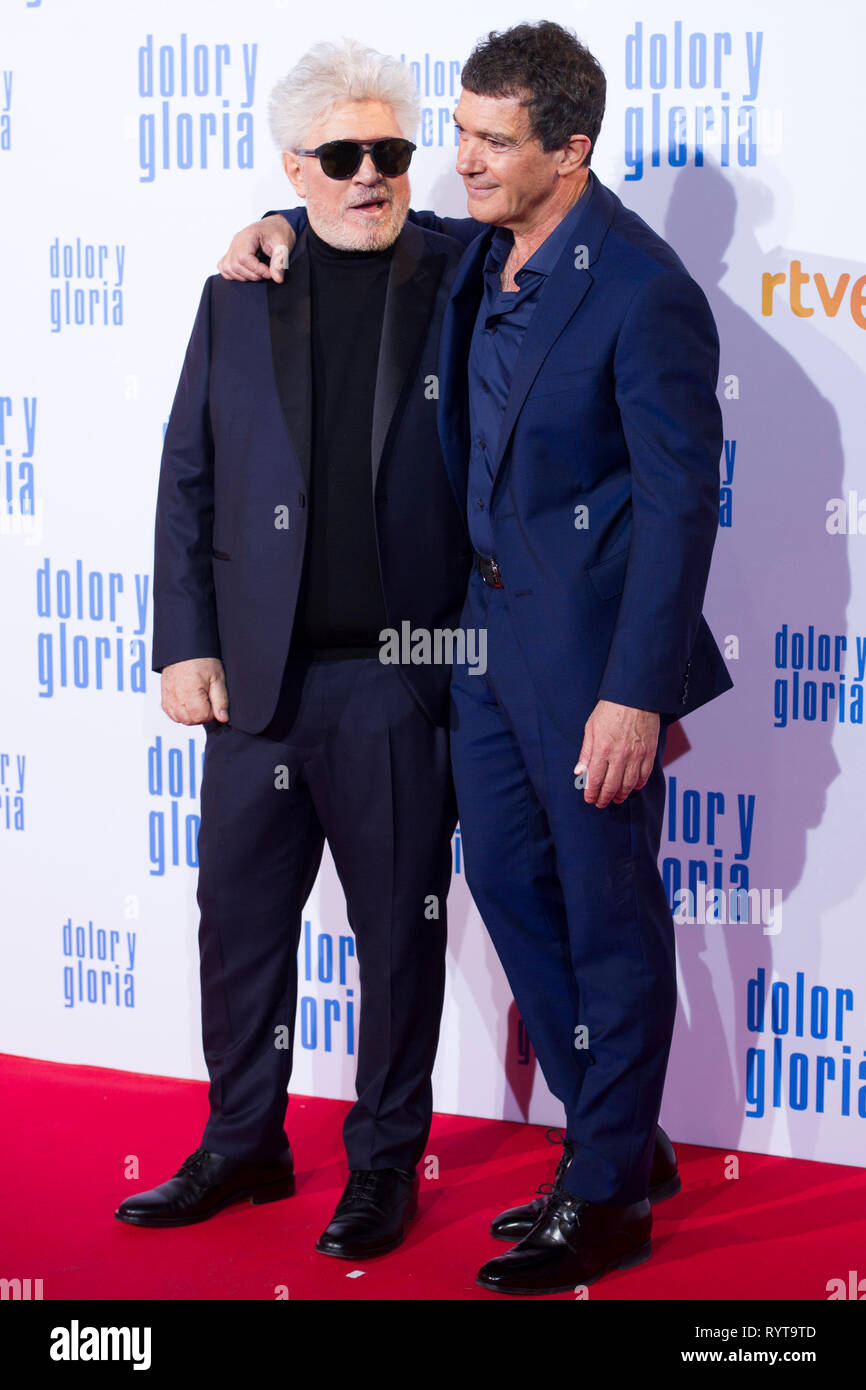 Pedro Almodovar and Antonio Banderas at the premiere of the movie ...