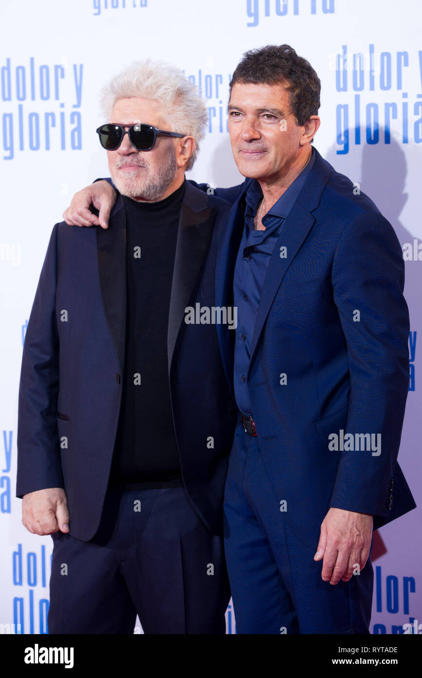 Pedro Almodovar and Antonio Banderas at the premiere of the movie ...