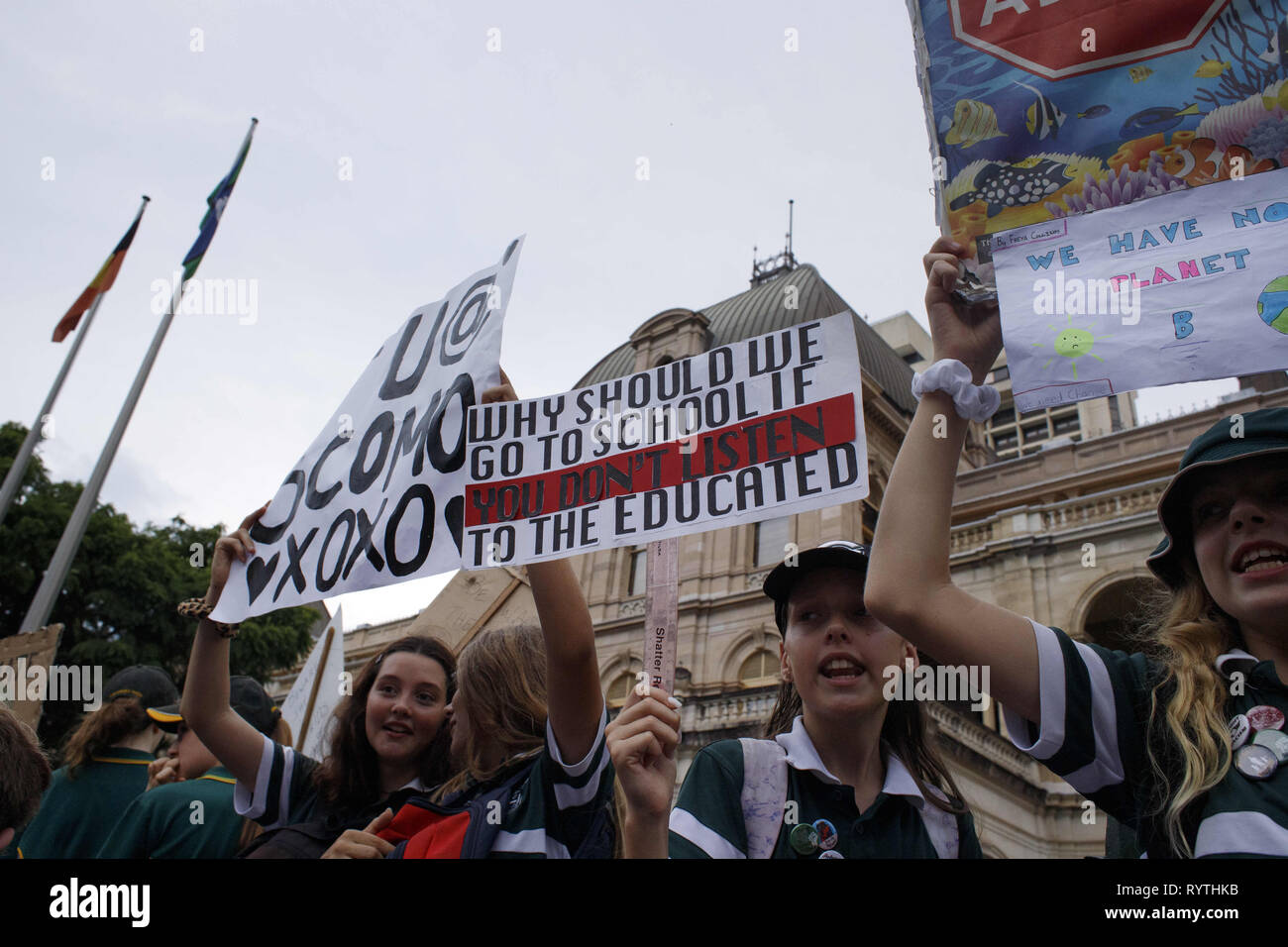 Brisbane, Queensland, Australia. 15th Mar, 2019. Demonstrators seen ...