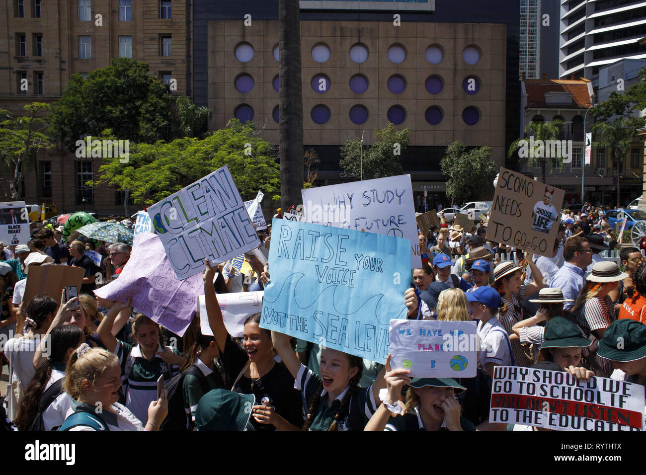 Brisbane, Queensland, Australia. 15th Mar, 2019. Demonstrators seen ...