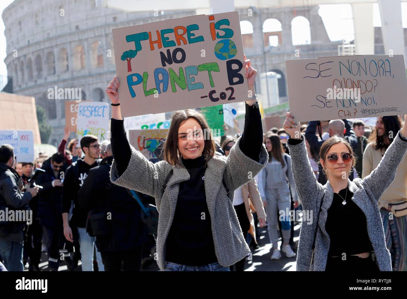 Rome, Italy. 15th Mar 2019. Global climate strike, students protest ...