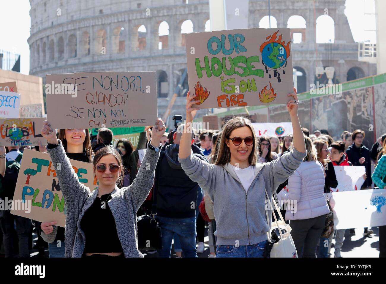 Rome, Italy. 15th Mar 2019. Global climate strike, students protest ...