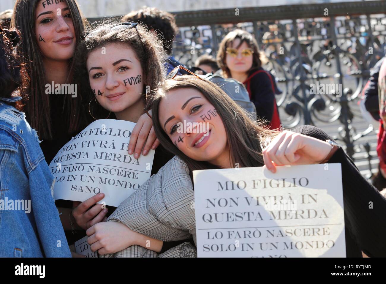 Rome, Italy. 15th Mar 2019. Global climate strike, students protest ...
