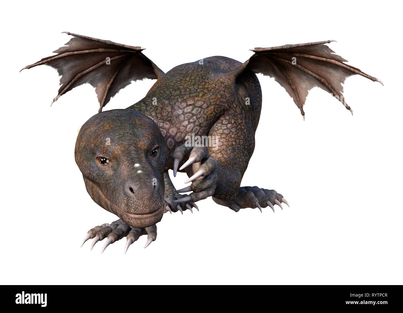 3D rendering of a fantasy hatchling dragon isolated on white background ...