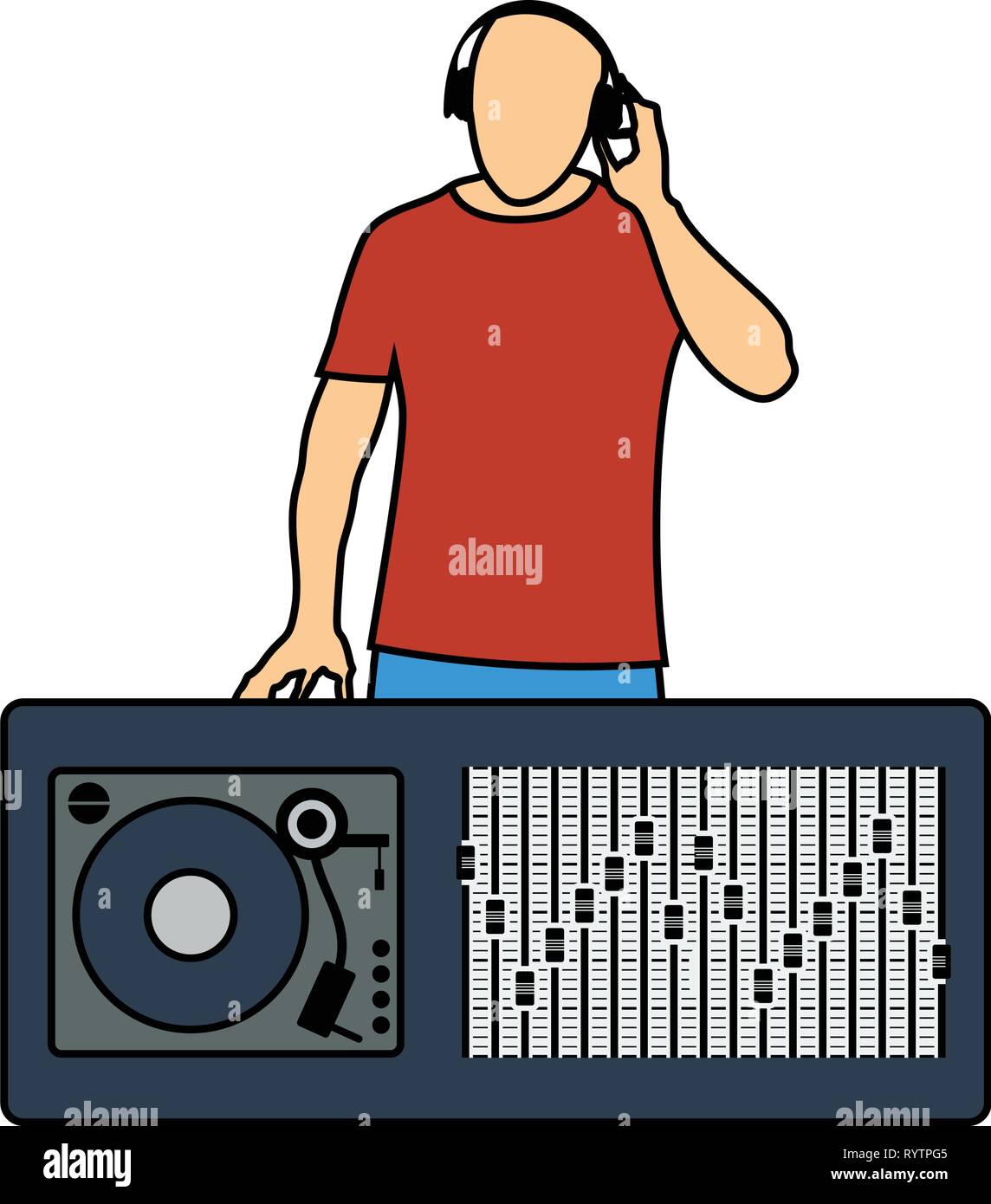 DJ icon. Flat color design. Vector illustration Stock Vector Image ...