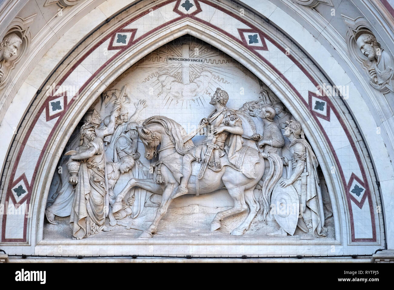 Sculpted lunette containing a scene depicting the Vision of Constantine ...