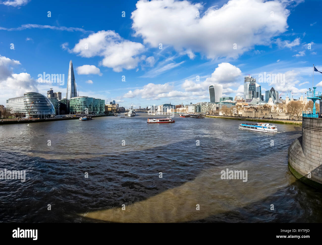 Both banks of the Thames from Tower Bridge, London. UK Stock Photo - Alamy