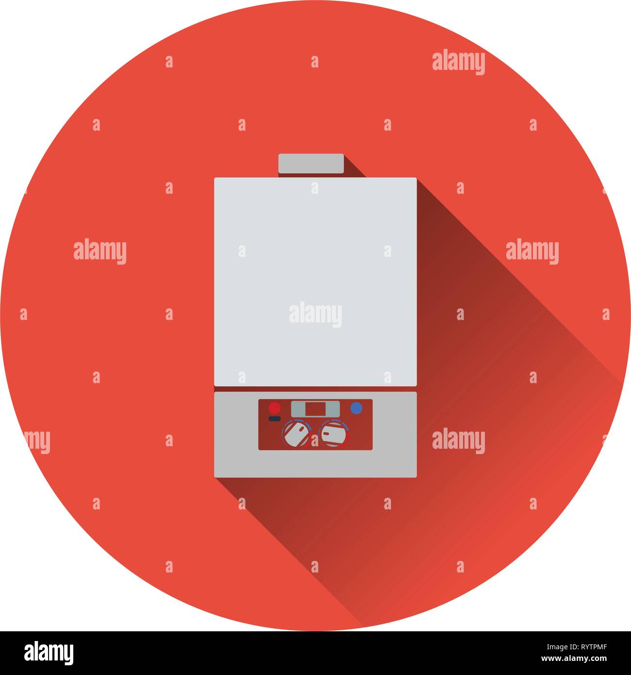 Gas boiler icon on gray background, round shadow. Vector illustration ...