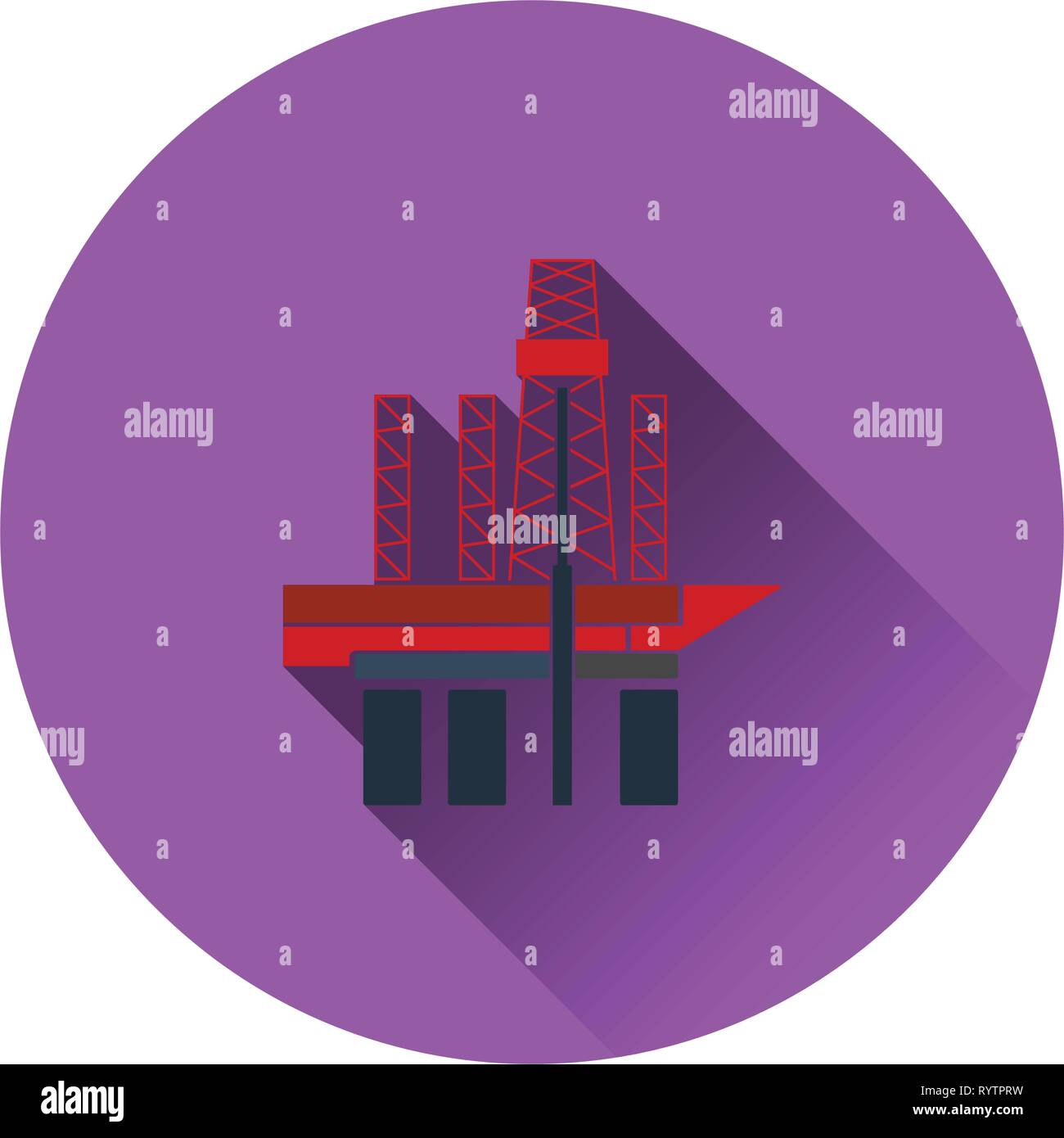 Oil sea platform icon on gray background, round shadow. Vector ...