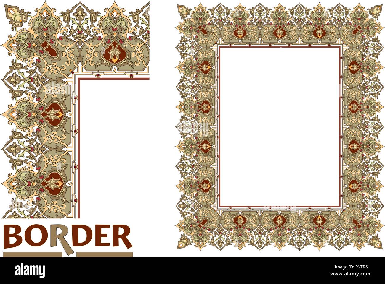 arabesque Borders - Tiled frame in plant leaves and flowers Framework ...