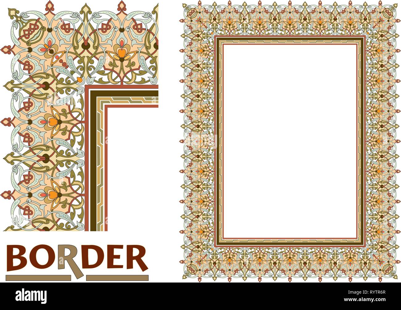 arabesque Borders - Tiled frame in plant leaves and flowers Framework ...
