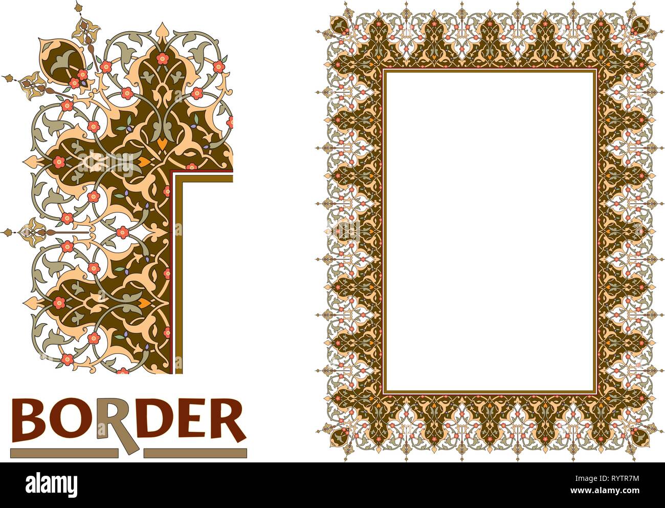 arabesque Borders - Tiled frame in plant leaves and flowers Framework ...