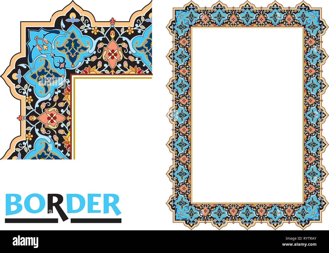 arabesque Borders - Tiled frame in plant leaves and flowers Framework ...