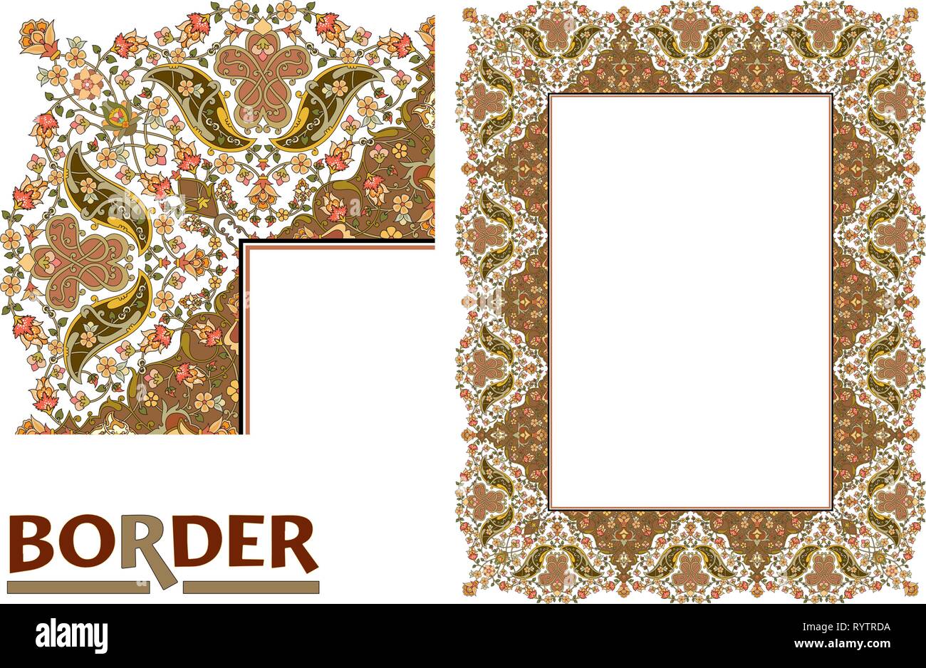 arabesque Borders - Tiled frame in plant leaves and flowers Framework ...