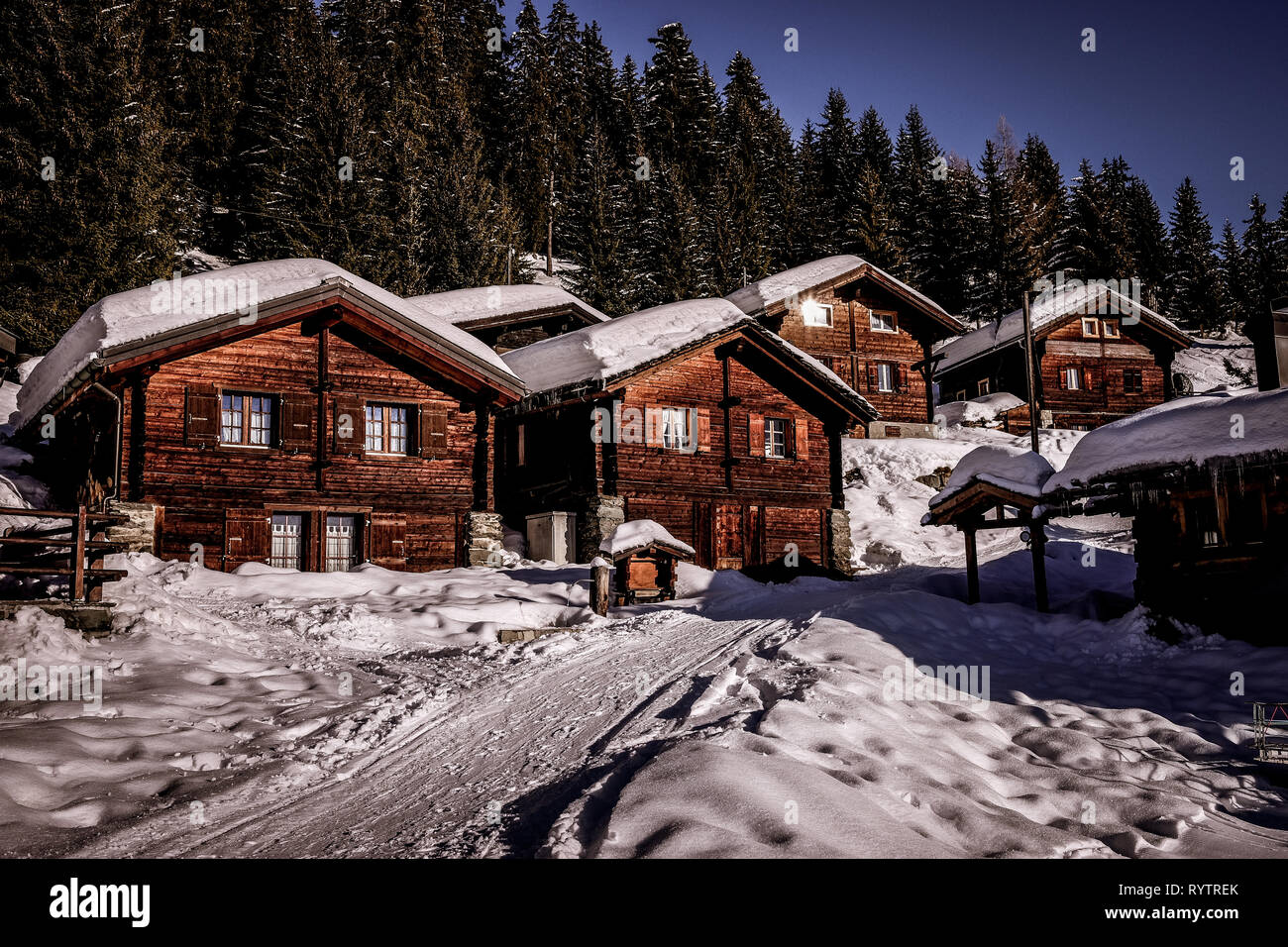 Landscape view of the slopes of the ski resort of Verbier in ...